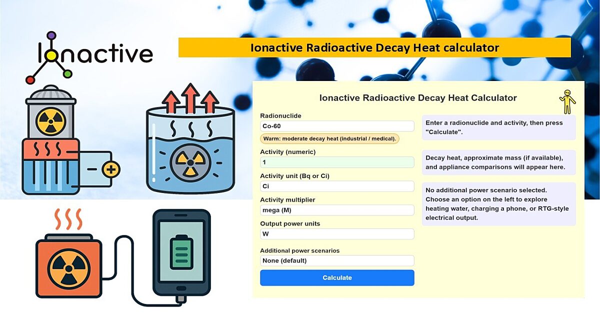 Ionactive | Ionactive Radioactive decay heat calculator