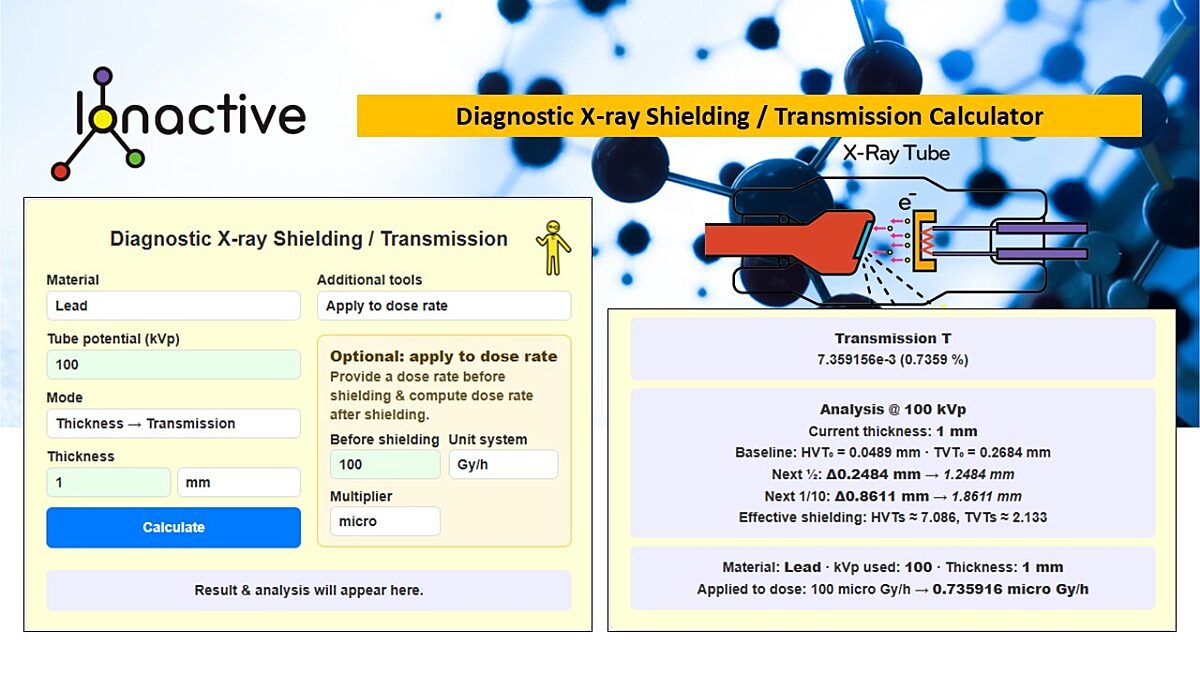 Ionactive | Diagnostic X-ray Shielding / Transmission Calculator