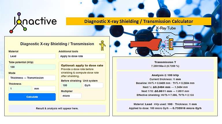 Ionactive | Diagnostic X-ray Shielding / Transmission Calculator